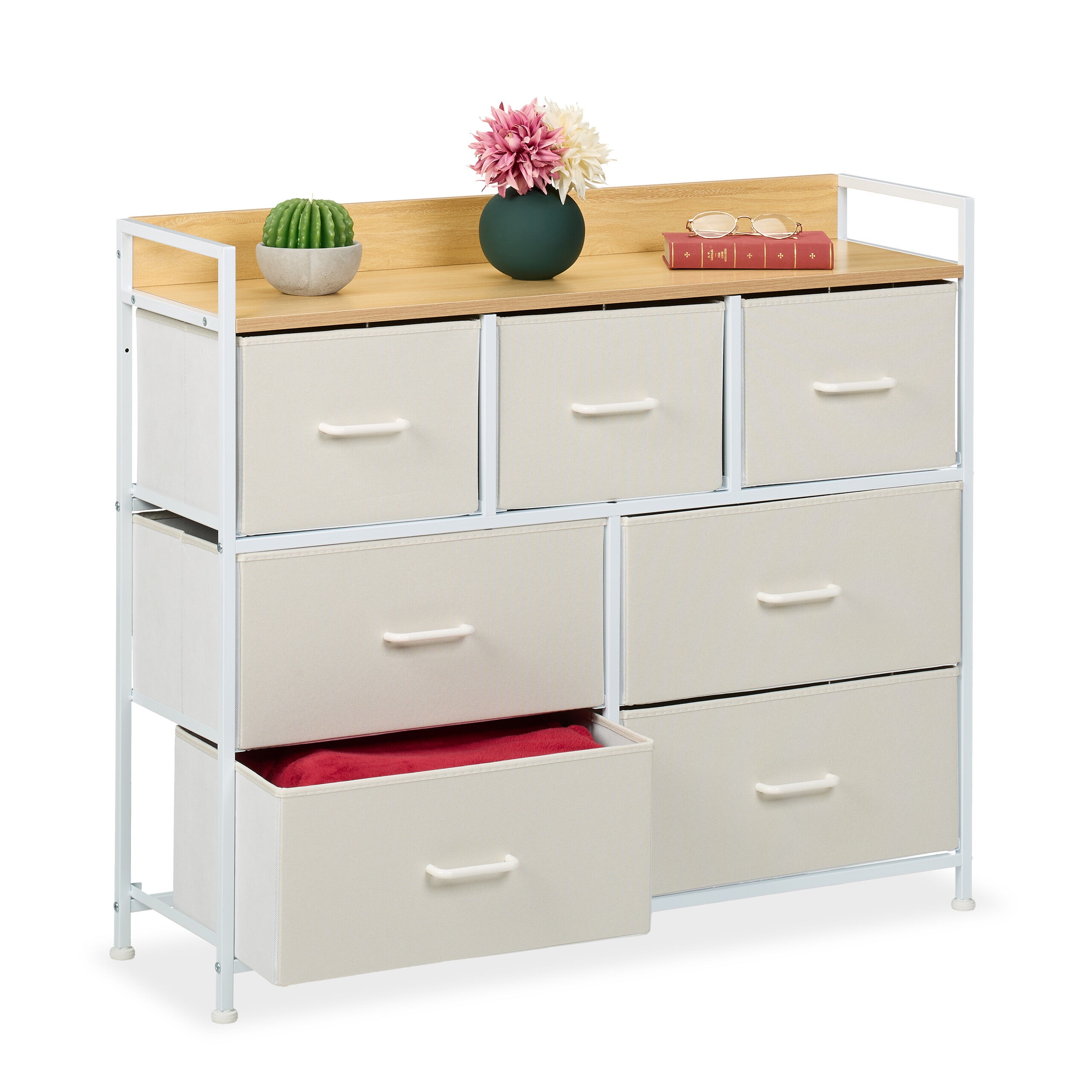 Relaxdays Commode à 7 tiroirs, HLP : 85 x 100 x 30,5 cm, meuble de ...