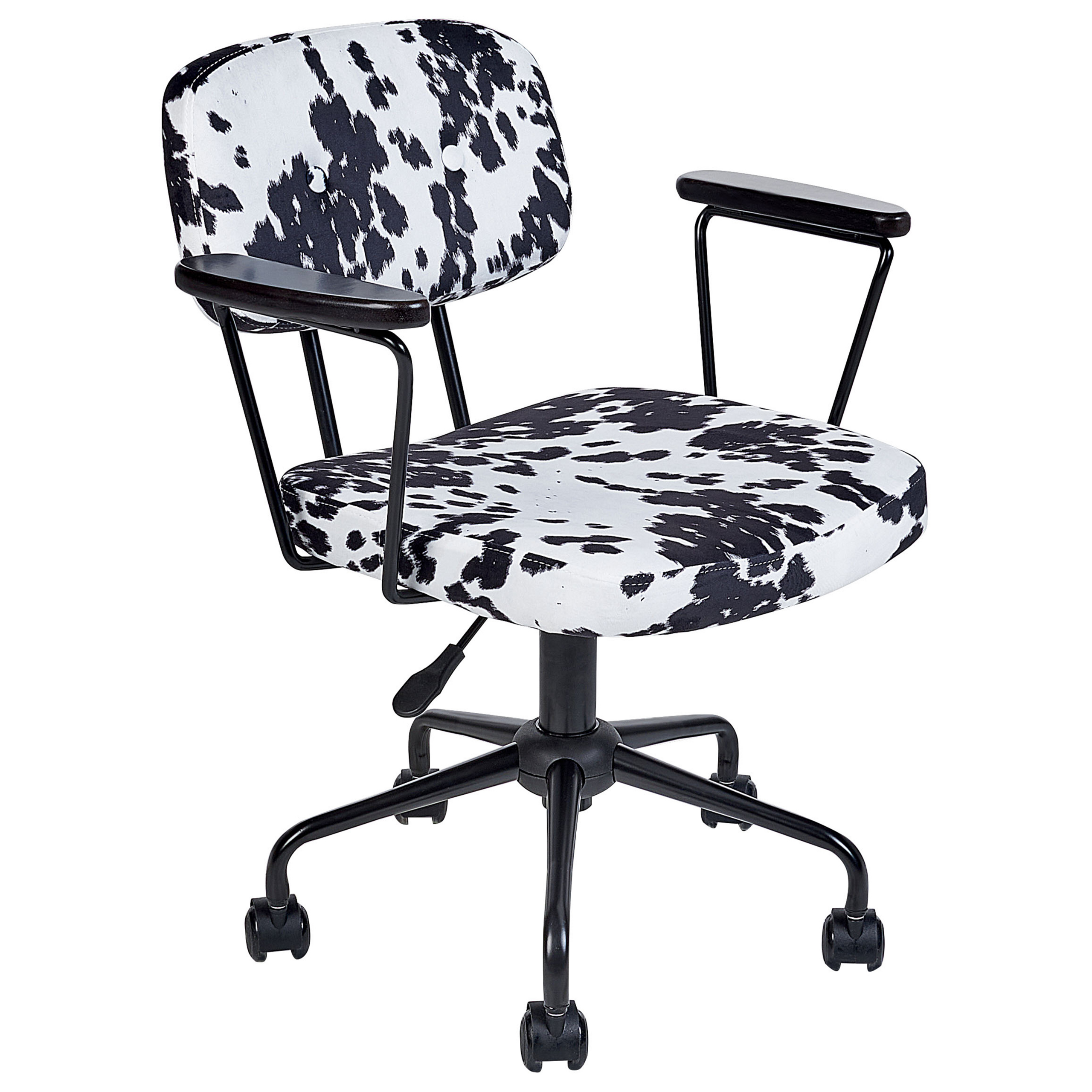 Beliani Silla de oficina de terciopelo negro/blanco ALGERITA | Leroy Merlin