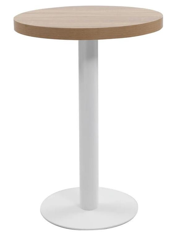 Table de bar ronde bois clair et pieds métal blanc Beth D 60 cm | Leroy ...