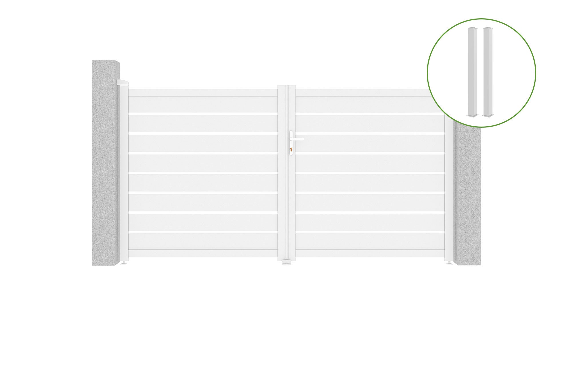 Portail battant 3m VOGEL H.160cm alu blanc + 2 poteaux 15x15cm H.190cm ...