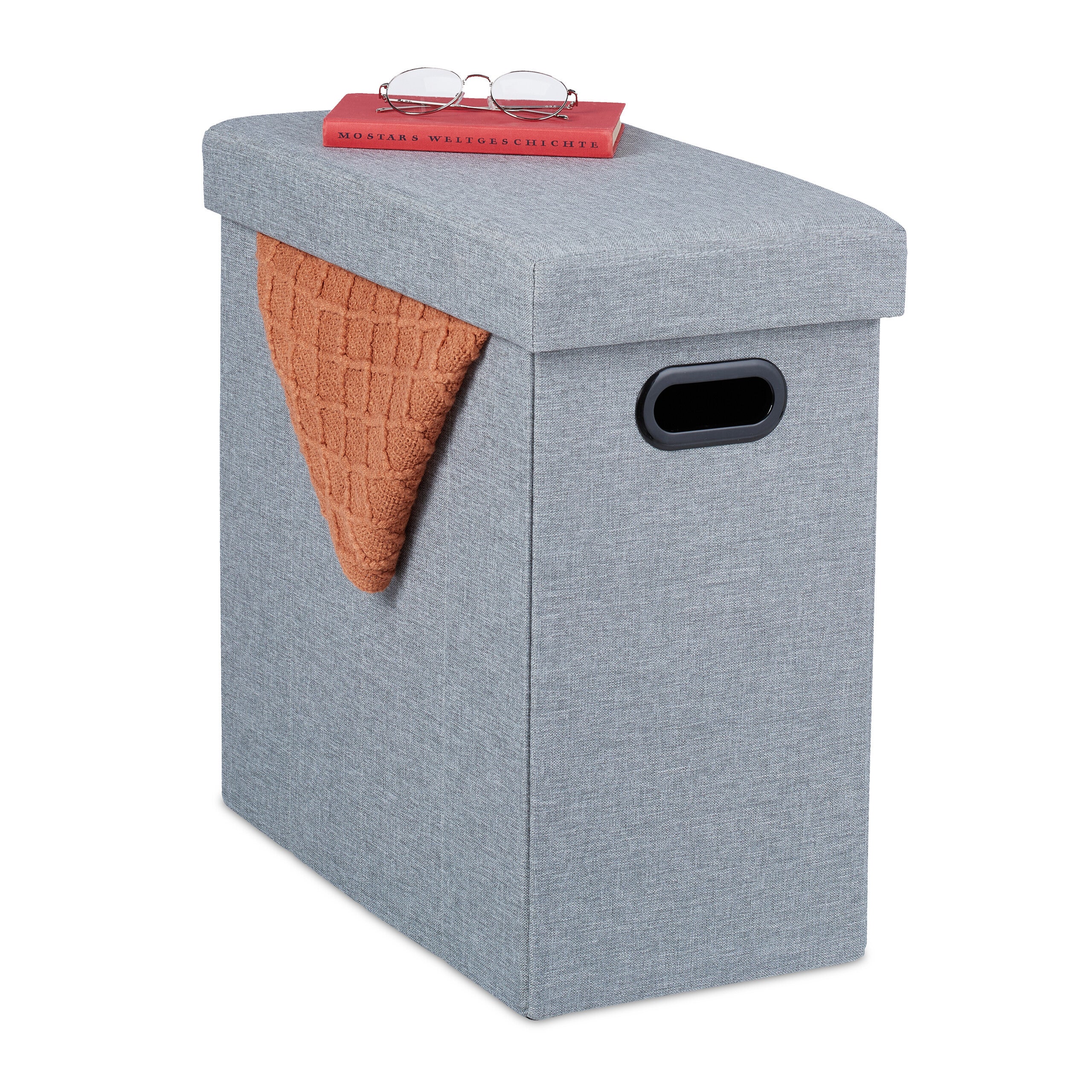 Relaxdays Pouf Contenitore per Sedersi, Coperchio Imbottito, HxLxP: 49 ...