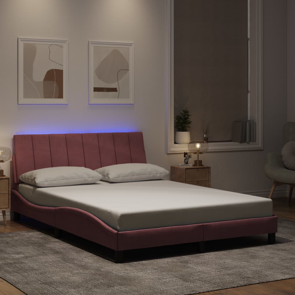 Maison Exclusive - Cadre de lit avec LED sans matelas rose 140x190cm ...