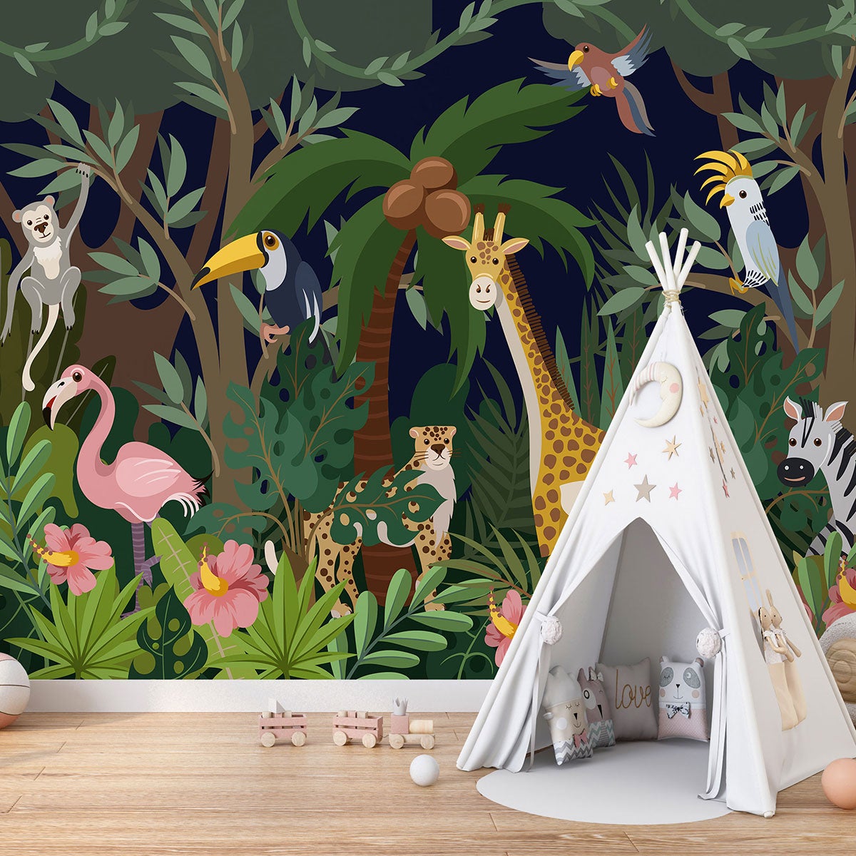 Papier peint panoramique Enfants - Animaux de la Jungle 3617680637753 ...