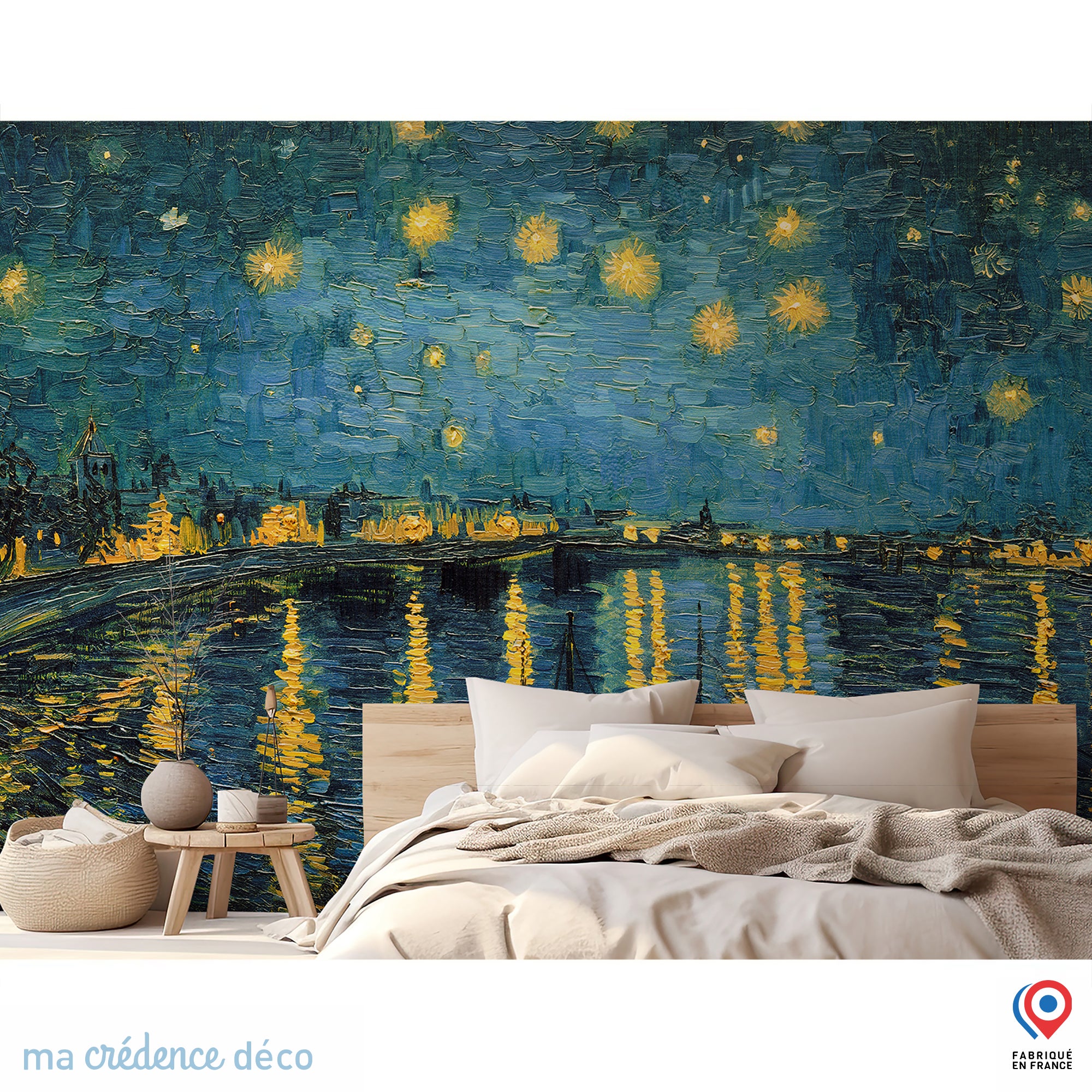 Papier peint Vincent Van Gogh, La nuit e?toile?e, Arles 2 - Intissé - L 200 cm x H 280 cm ...