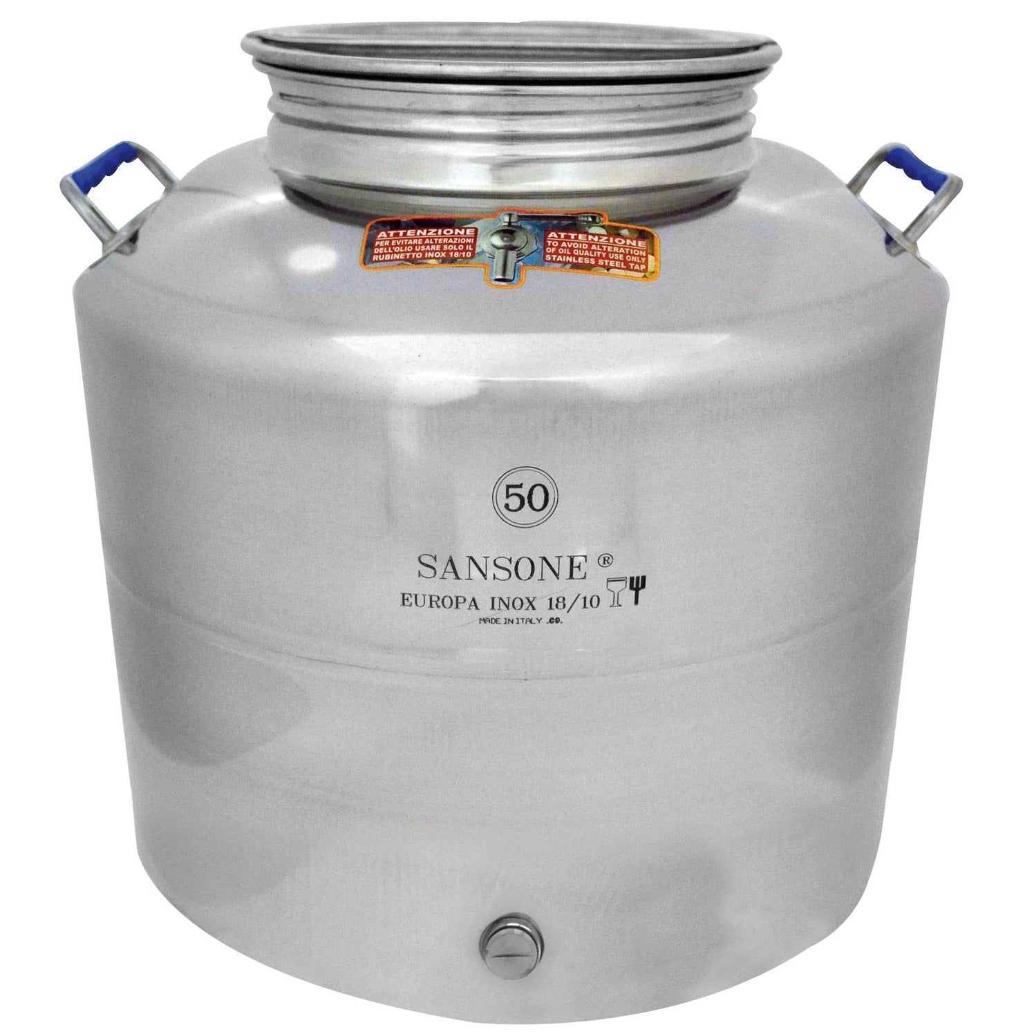 Bidón contenedor de acero inoxidable para aceite 50lt Sansone MODELO ...