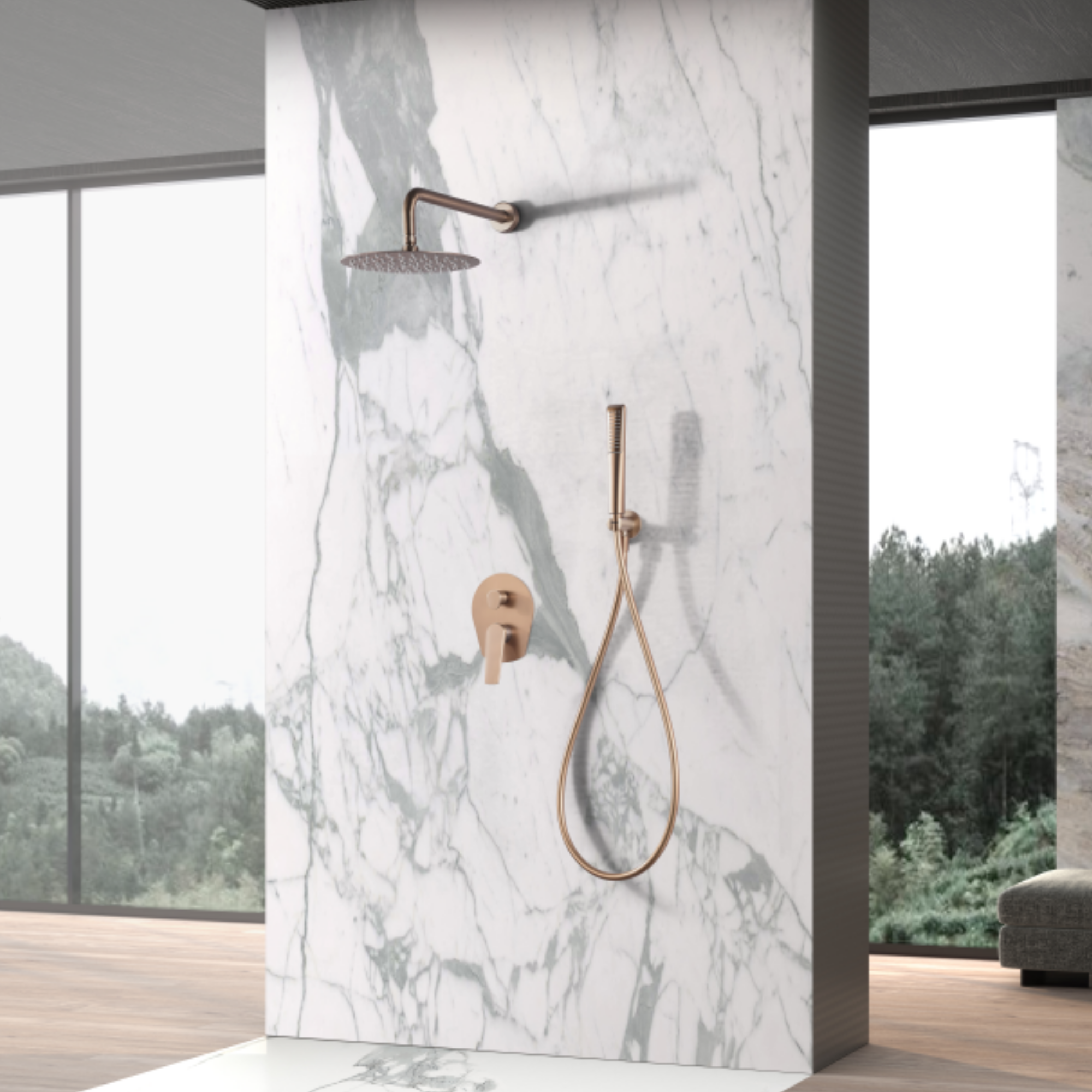 IMEX - Colonne de douche encastrée sans robinet | Ensemble de douche avec pommeau et flexible ...