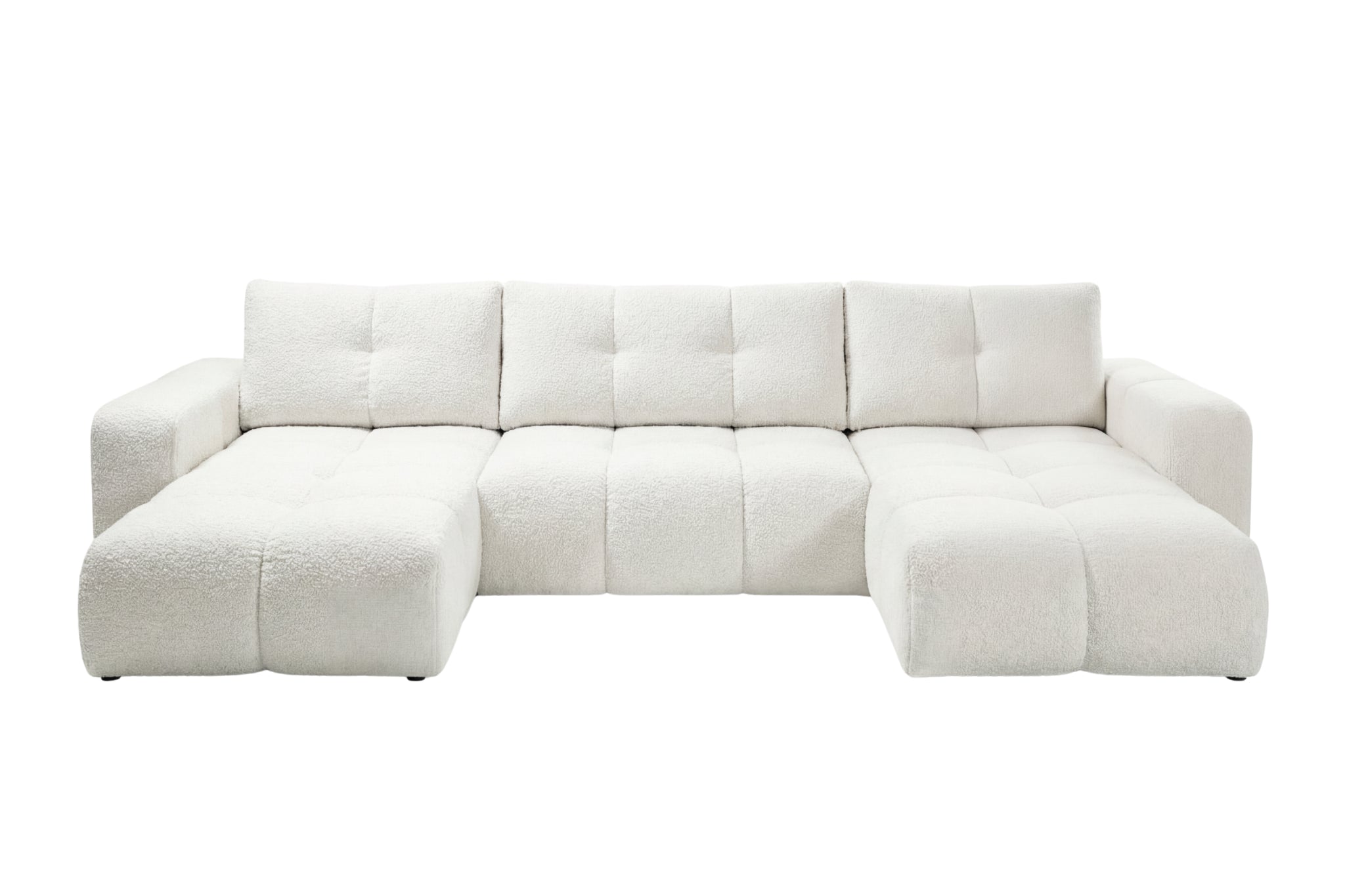 CONSTANCE - Canapé panoramique tissu chenille 5 places Beige | Leroy Merlin