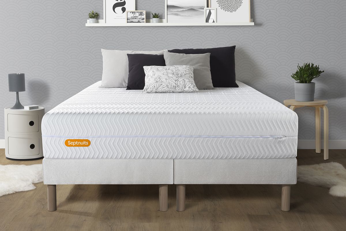 Ensemble matelas 180 x 200 cm Memo bio - Mémoire de forme - Ep : 26 cm - Equilibré - sommier ...