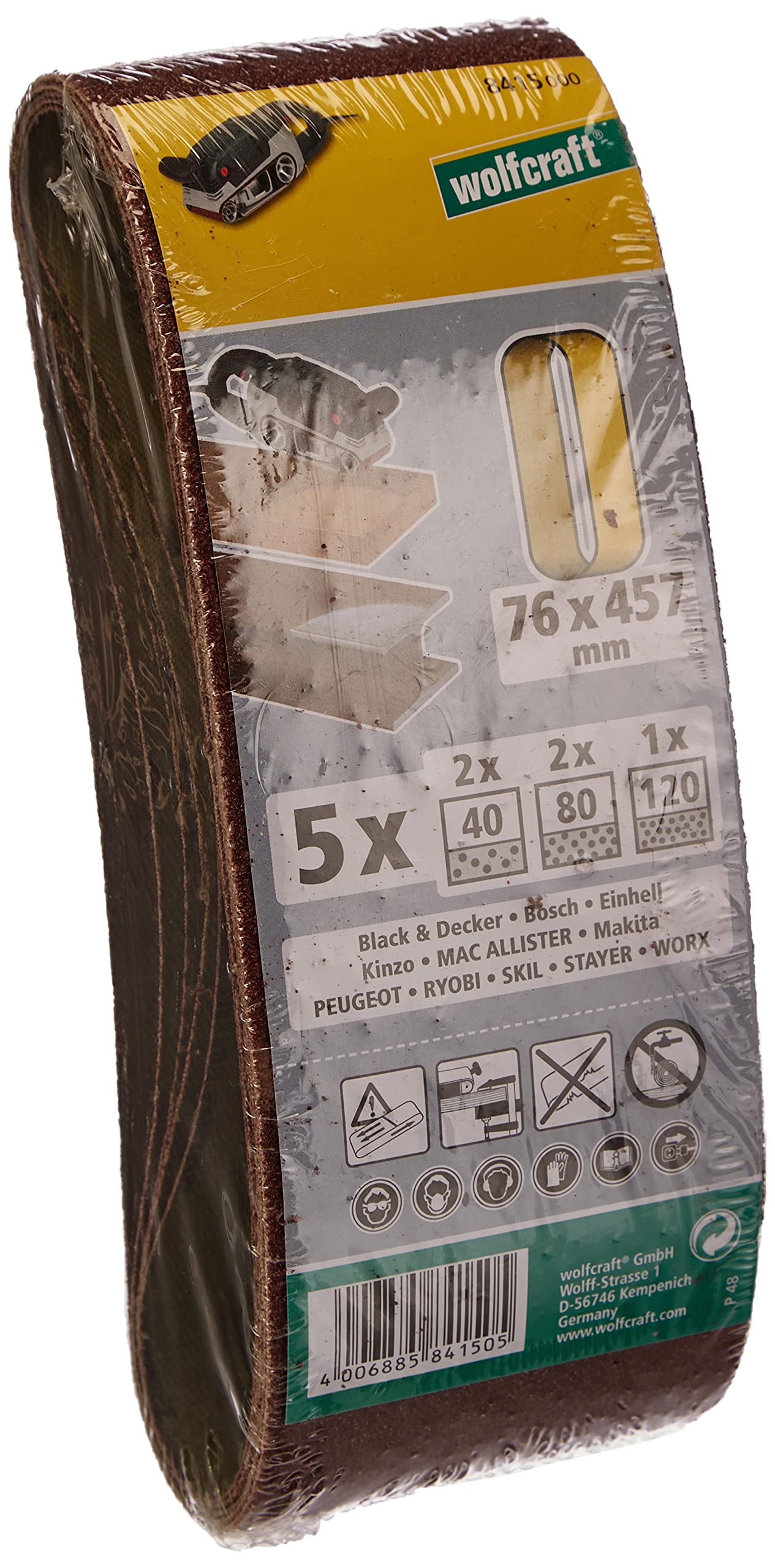 Wolfcraft Set di nastri di tela abrasiva da 5 pezzi, 8415000 | Leroy Merlin