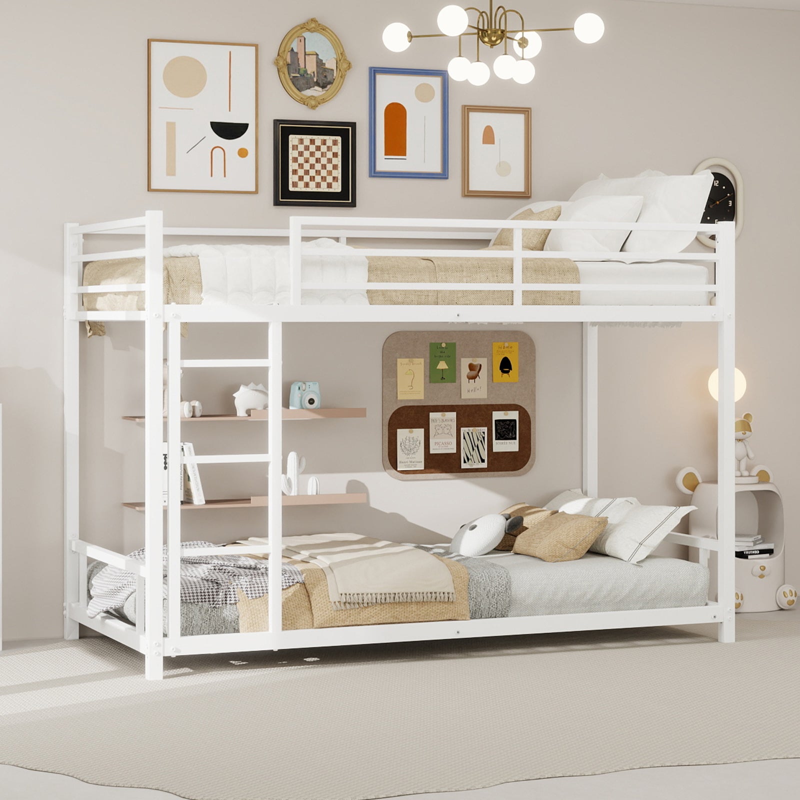Lit Superposé 90x190 cm - Lit Enfant Simple Profil Bas pour Petits ...