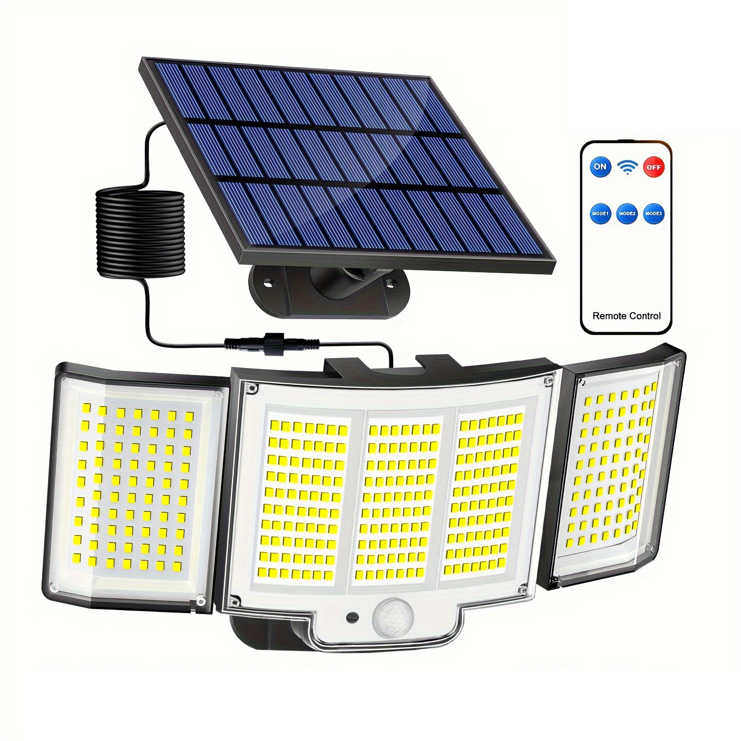 Lampes solaires d'extérieur, 348 LED/3 modes, capteur de mouvement solaire divisé, avec ...