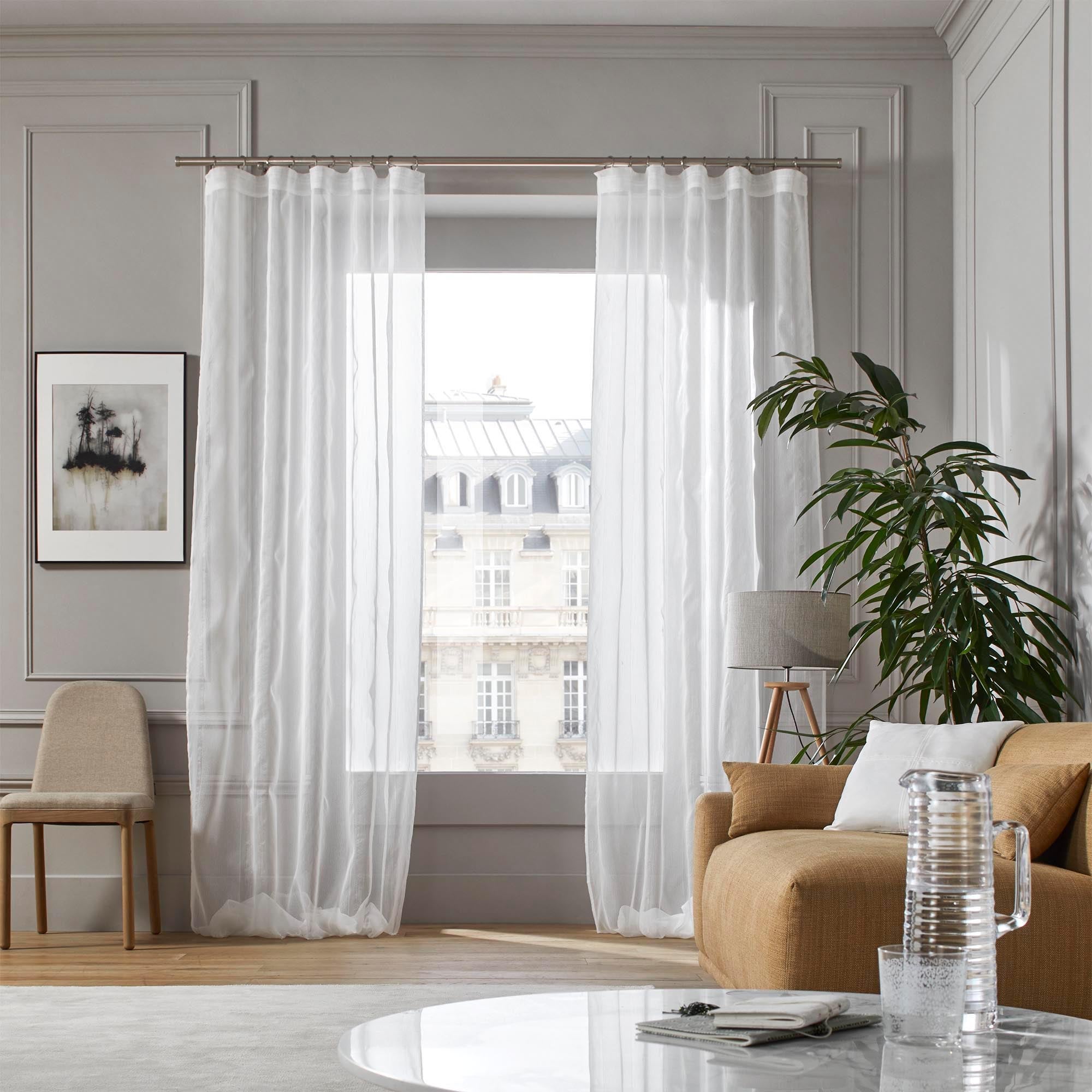 Voilage à galon fronceur ESTOMPE blanc 350x300 cm | Leroy Merlin