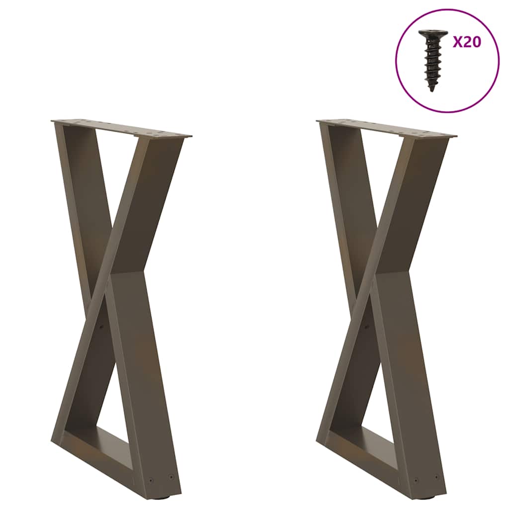 VidaXL Gambe per tavolo da pranzo 2 pz in acciaio naturale 50x(72-73,3 ...