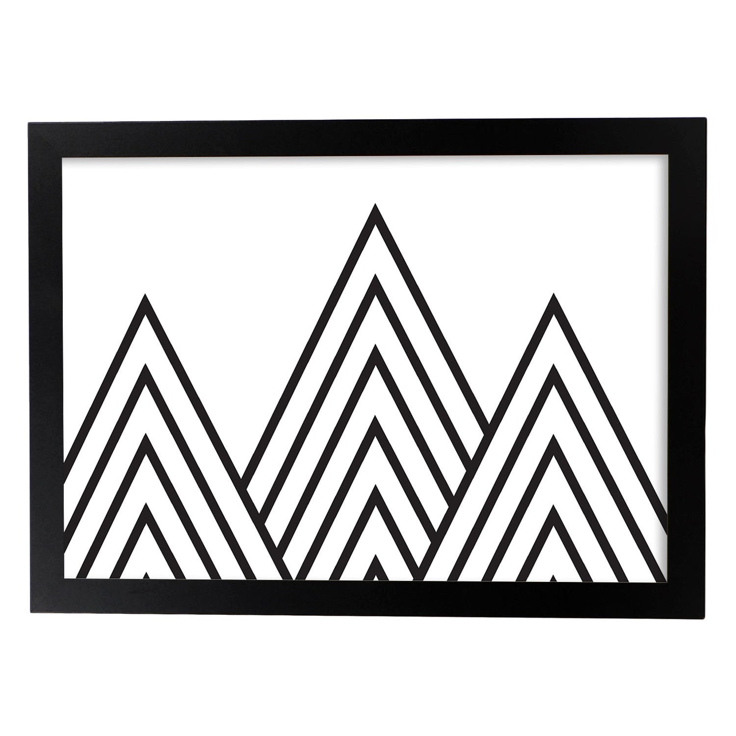 Poster Con Dibujo Nordico De Lineas. Lamina Tres Montanas, Ilustrada ...