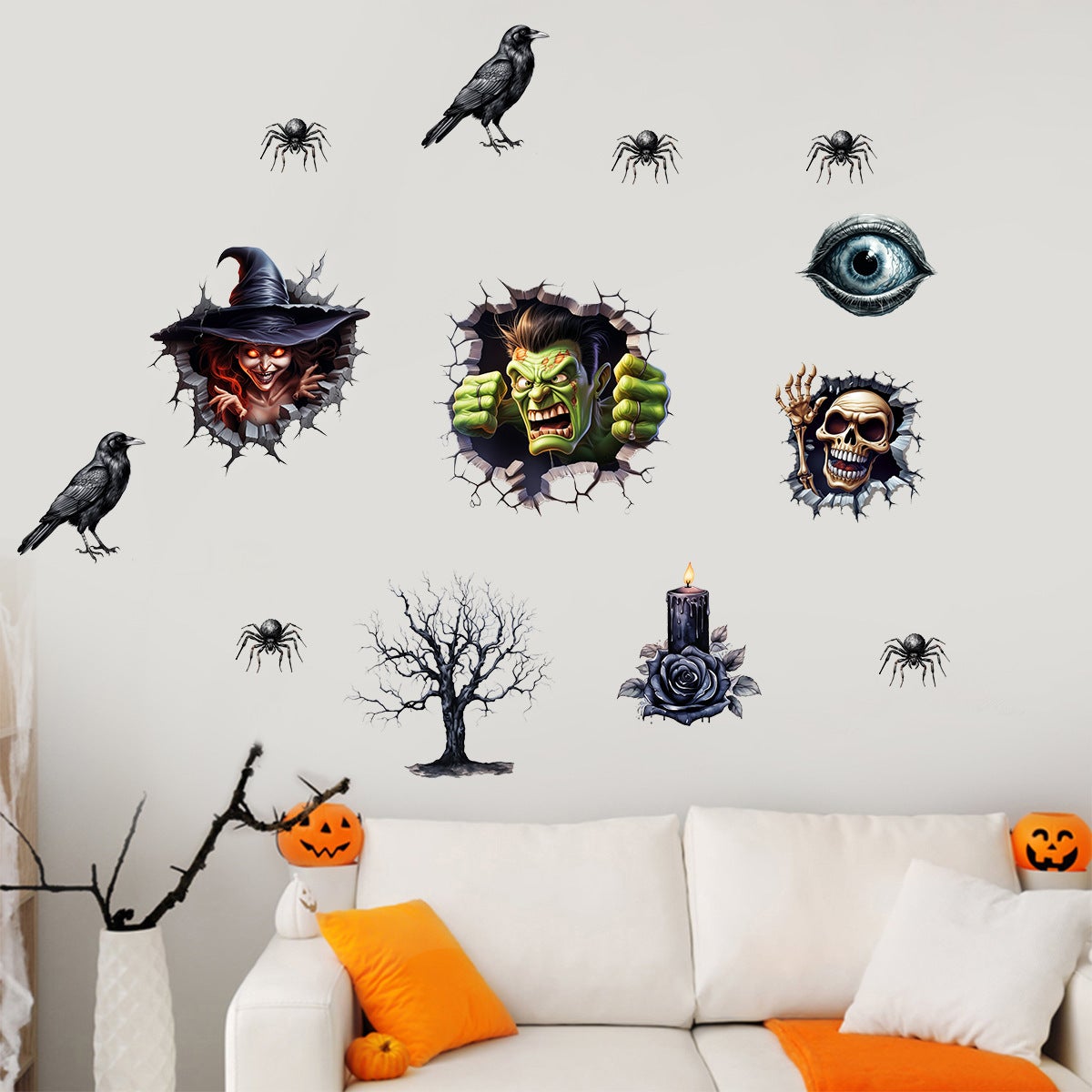 Autocollants de papier peint d'Halloween, autocollants de toilettes de ...