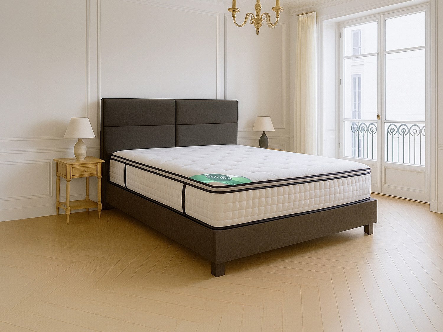 Matelas 180 x 200 cm ressorts ensachés 7 zones surmatelas intégré et ...