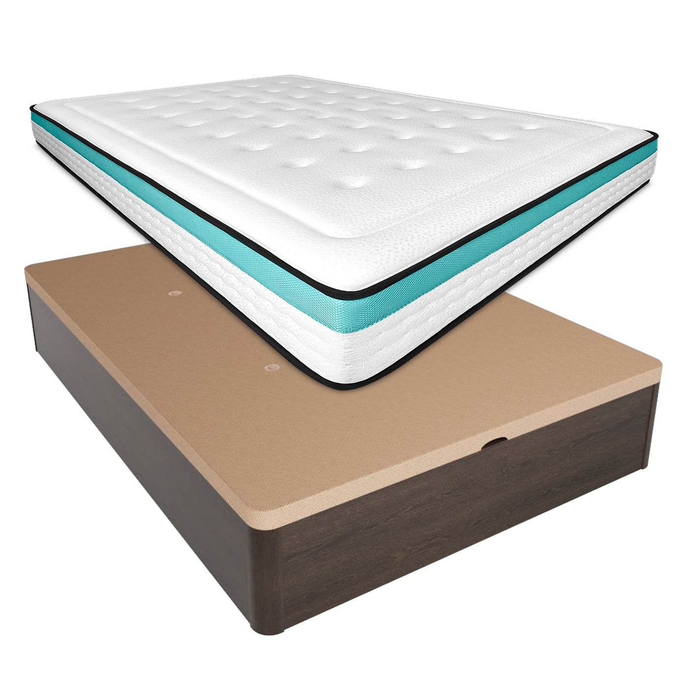 Pack Canapé articulado (Wengué) con colchón viscoelástico con muelles ...