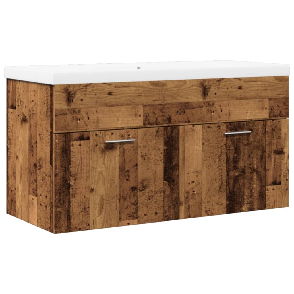 Mueble ba?o con lavabo integrado madera envejecida - COMFORTXL | Leroy ...