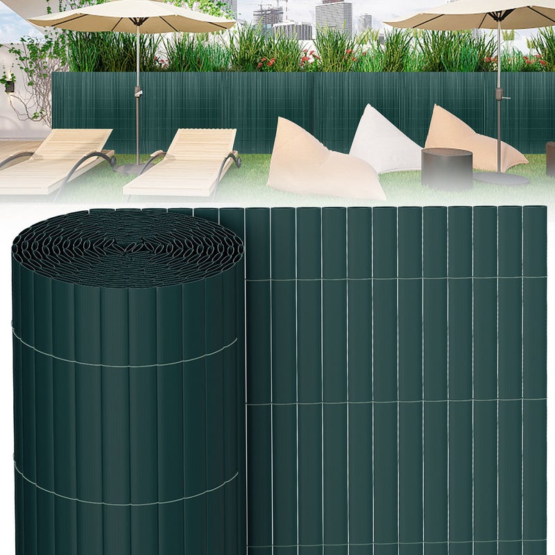 Biombo de PVC de caña para jardín balcón terraza, Verde (120 x 300 cm ...