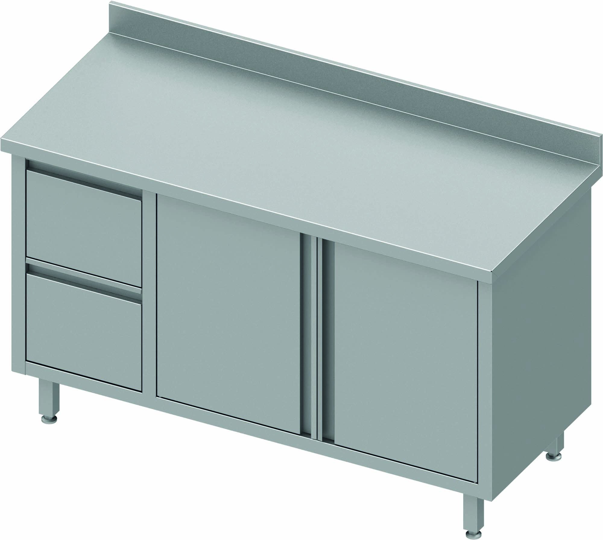 Table Armoire Inox Adossée - 2 Portes & 2 Tiroirs - Gamme 600 ...
