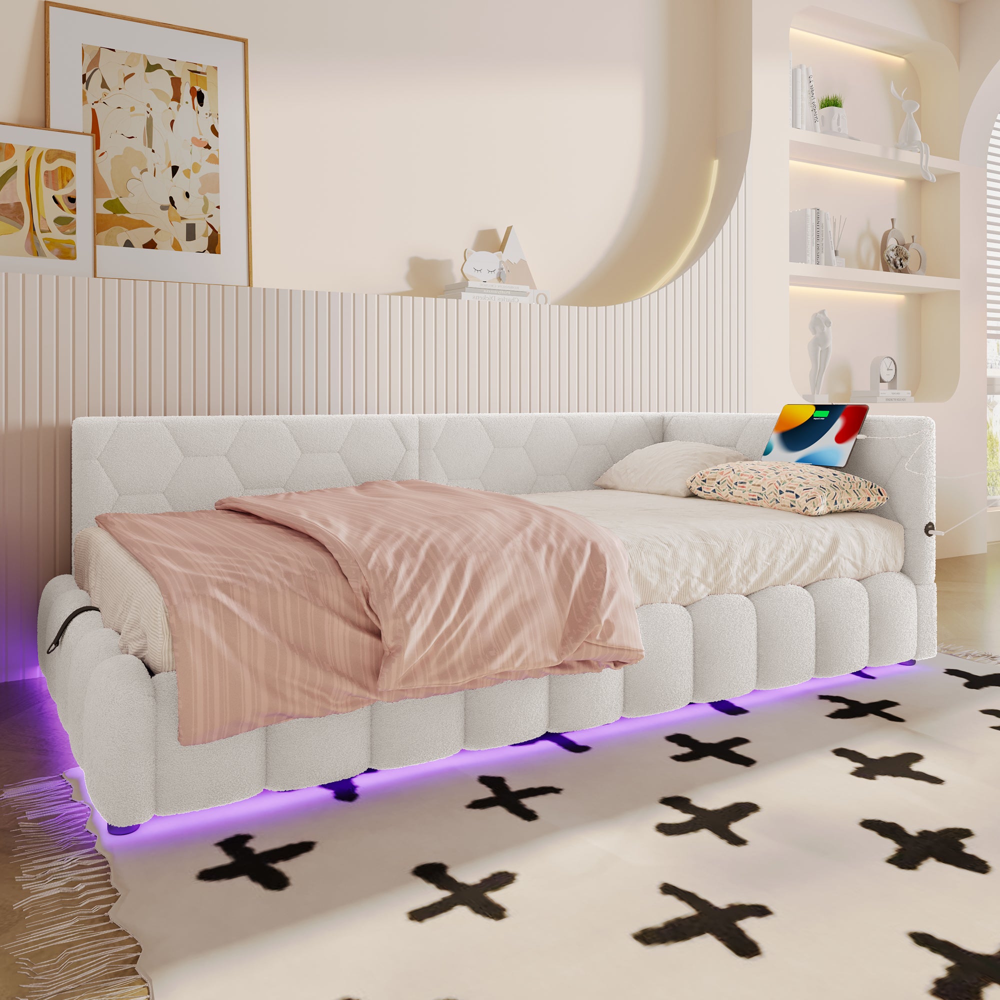 Cama individual baúl niño 90x200 cm - Iluminación LED - USB-C ...