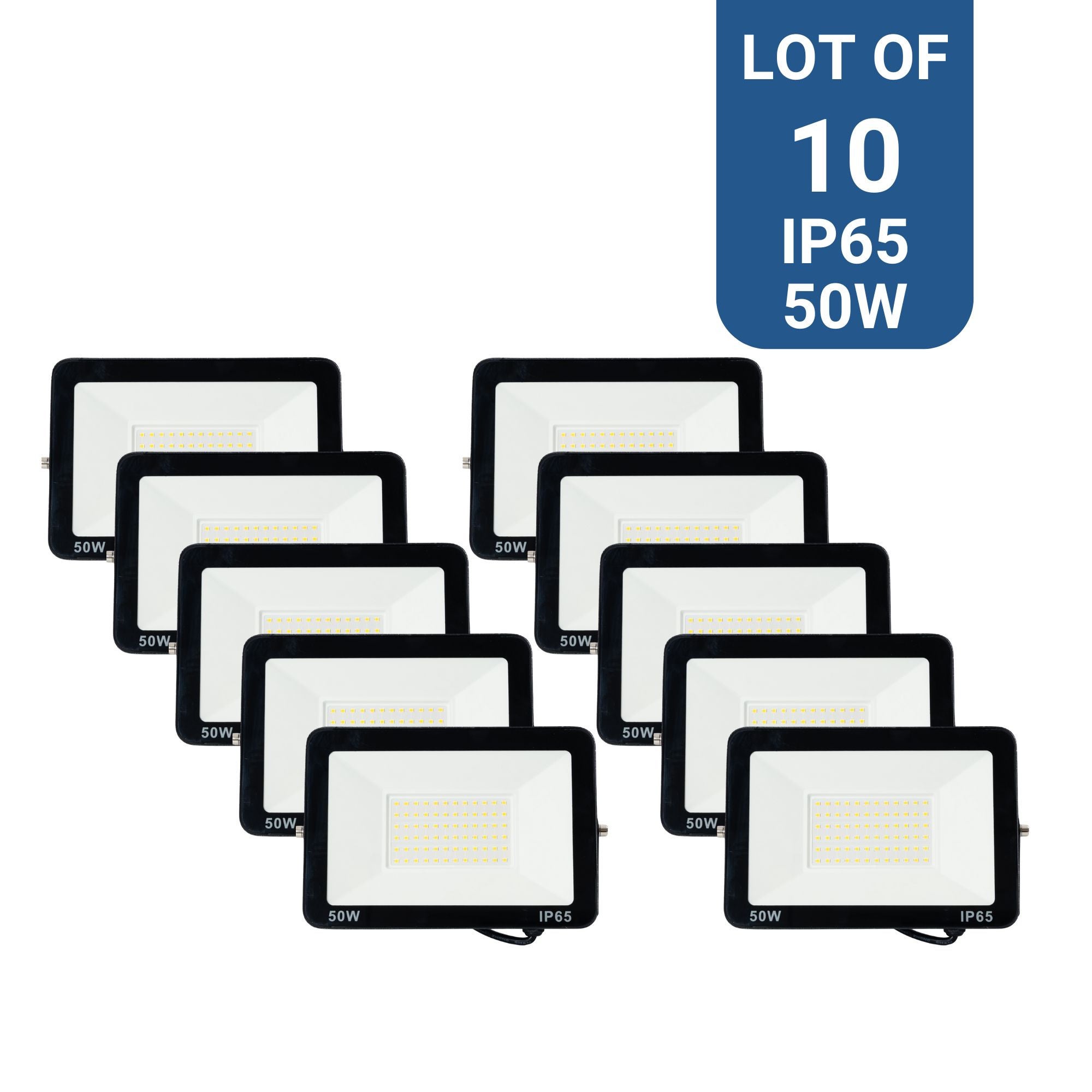 Pack de 10 projecteurs LED extérieur 50W - 95lm/W - IP65 - Blanc Chaud ...