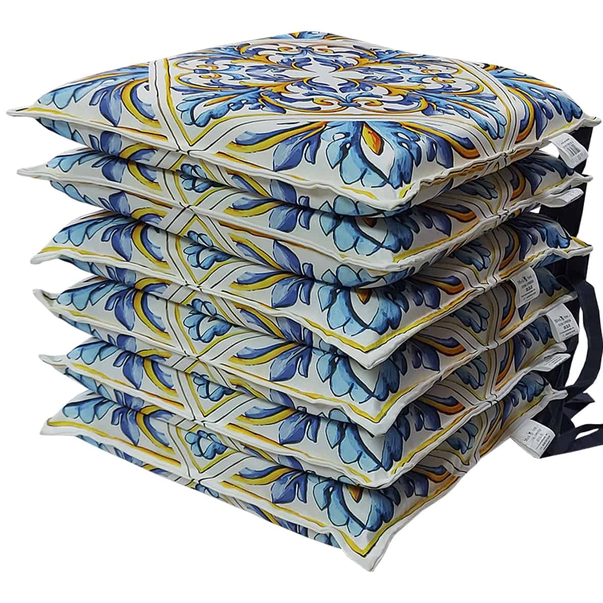 Lot de 6 coussins de chaise déhoussables en impression numérique double ...