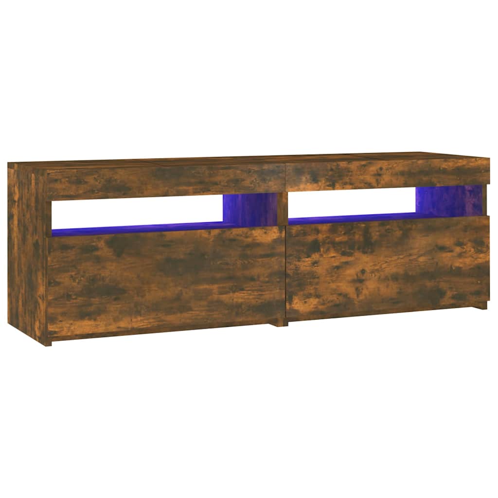 Mueble de TV con iluminación LED roble ahumado 120x35x40 cm - COMFORTXL ...