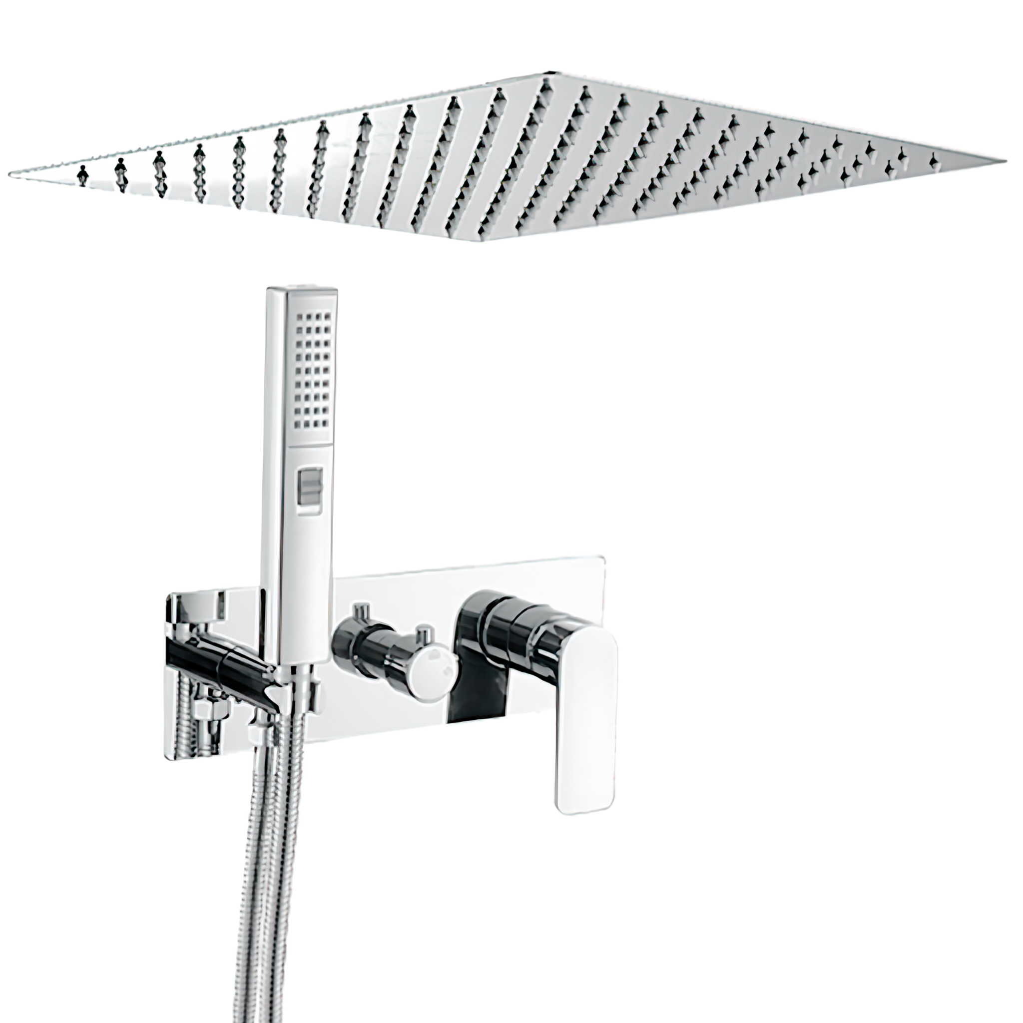 Valaz Mitigeur de douche carré chromé à encastrer - Série Miño - 30 cm ...