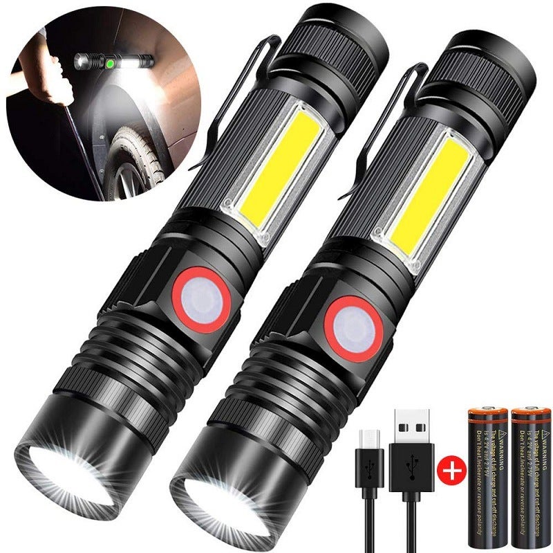 Paquete de 2 linternas LED recargables por USB (batería recargable ...