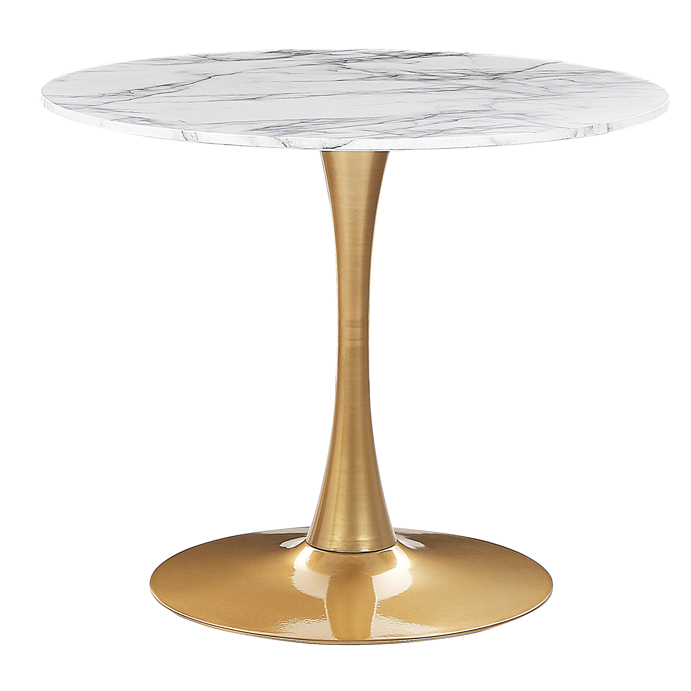 Table à manger ronde ⌀ 90 cm effet marbre blanc / support doré BOCA ...