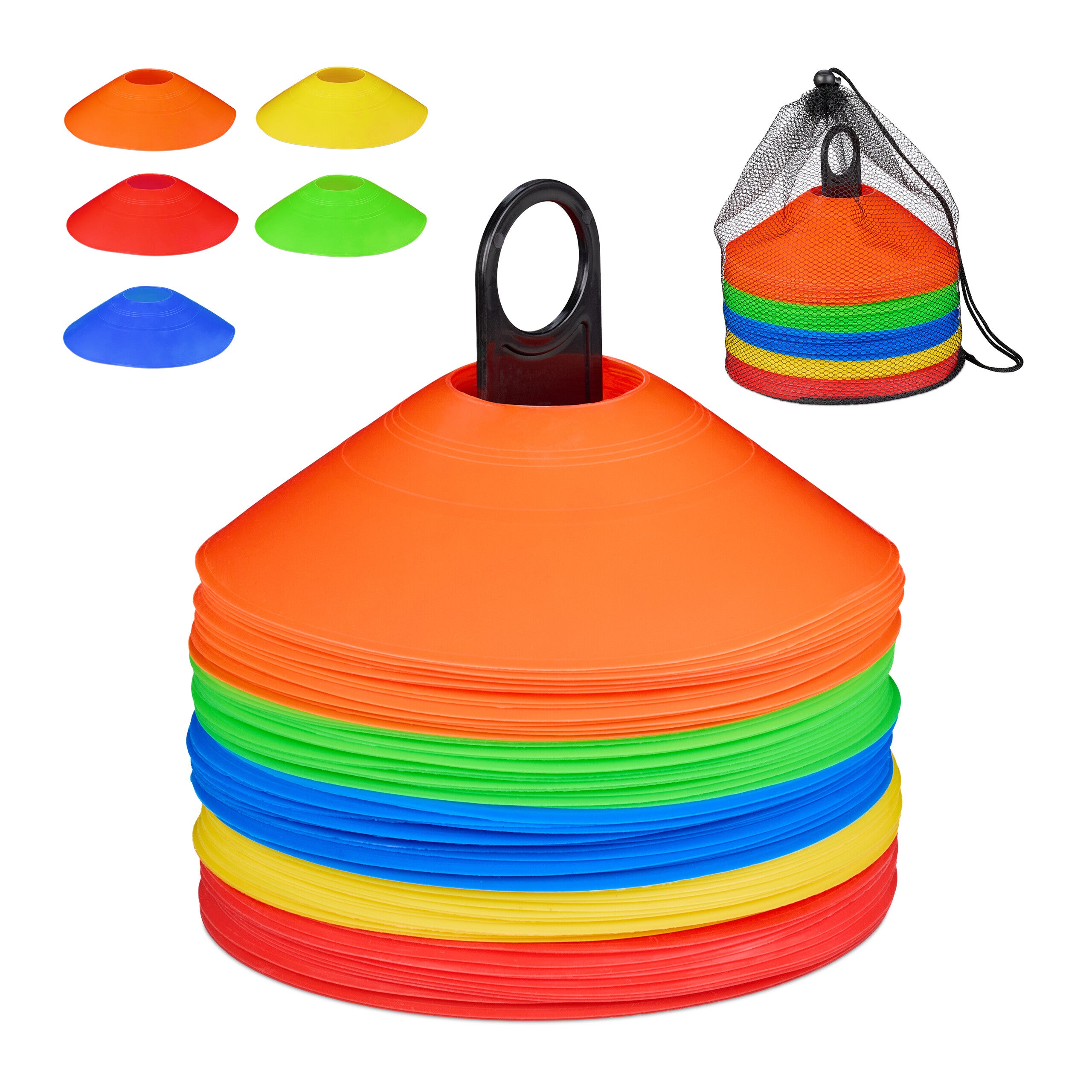 Relaxdays Coni Allenamento Calcio, Set 80 Conetti Atletica, Cinesini ...