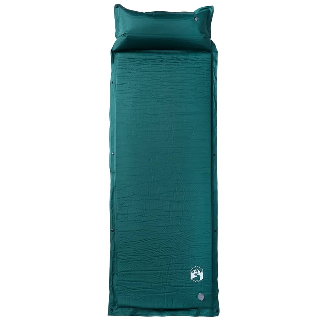 Colchón de camping autoinflable con almohada 1 persona verde CFW777870 ...