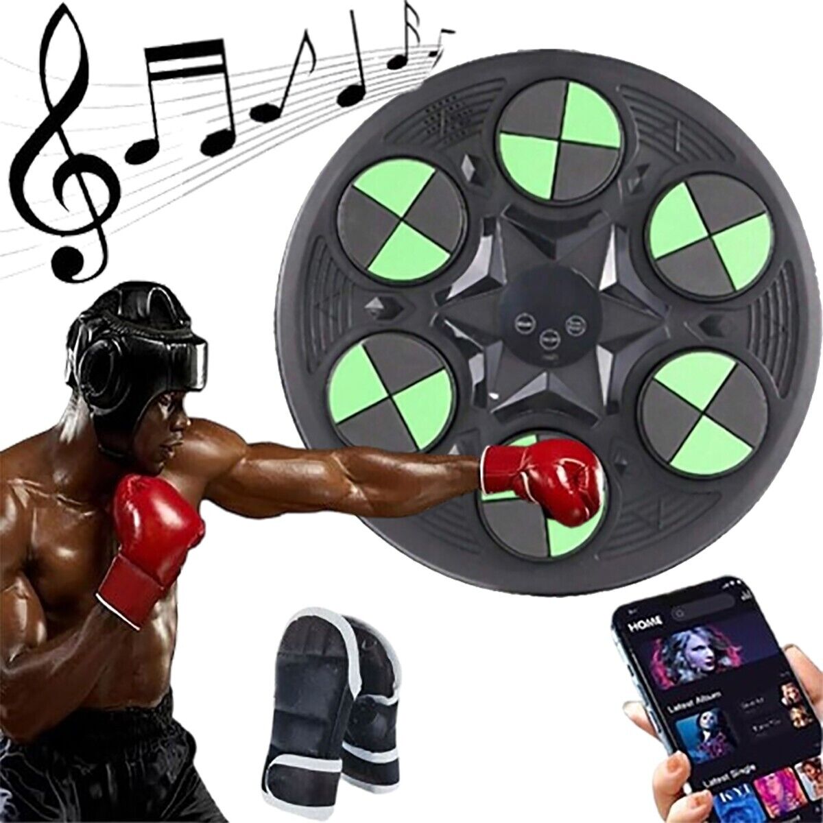 MACCHINA DA BOXE RITMO MUSICALE BOXING MACHINE BLUETOOTH GUANTI ...