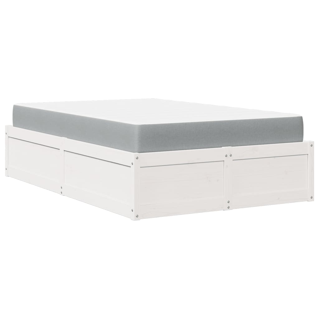 Lit avec matelas en bois de pin massif blanc 140x190 cm | Leroy Merlin