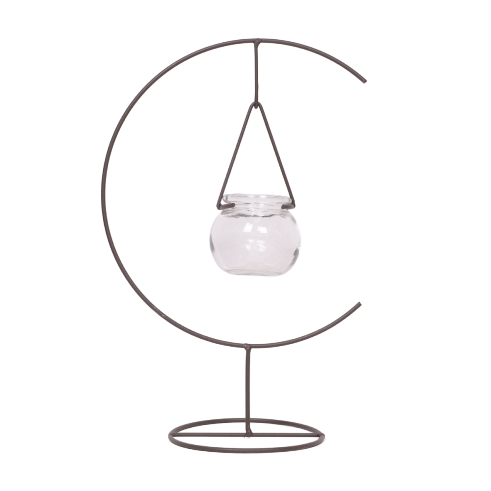 Photophore bougie bougeoir Noël métal verre gris 34cm | Leroy Merlin