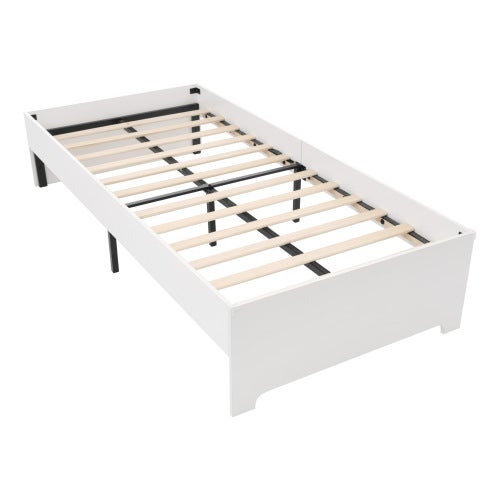 Lit individuel 90 × 200 cm, lit en bois massif blanc avec sommier ...