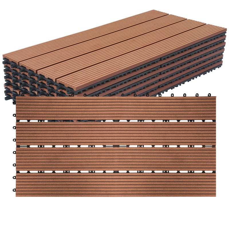 Lot de 6 Dalle de terrasse WPC 30x60cm pour jardin terrasse extérieur ...
