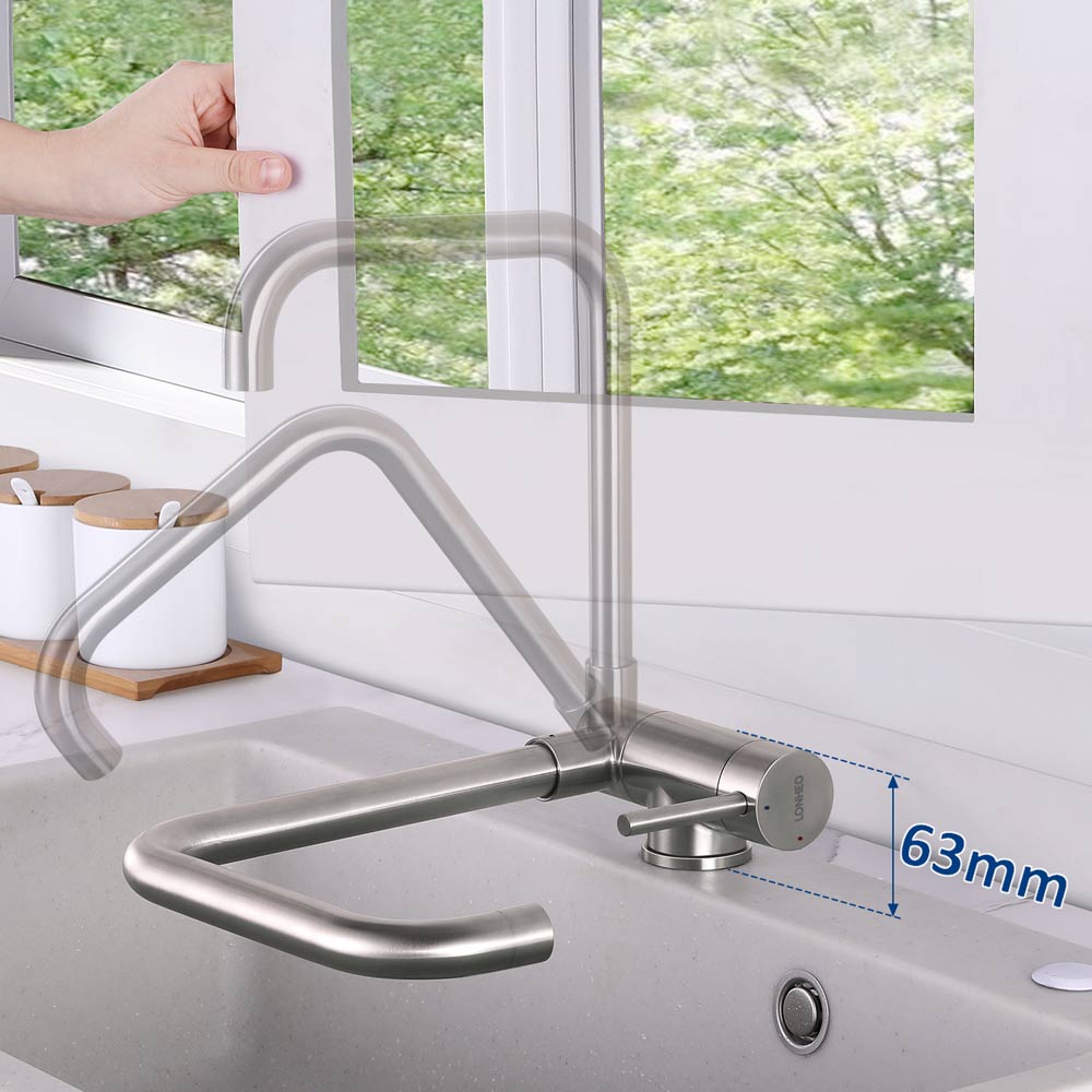 Mitigeur de Cuisine Rabattable, Pivotant à 360°,Robinet de Cuisine avec ...