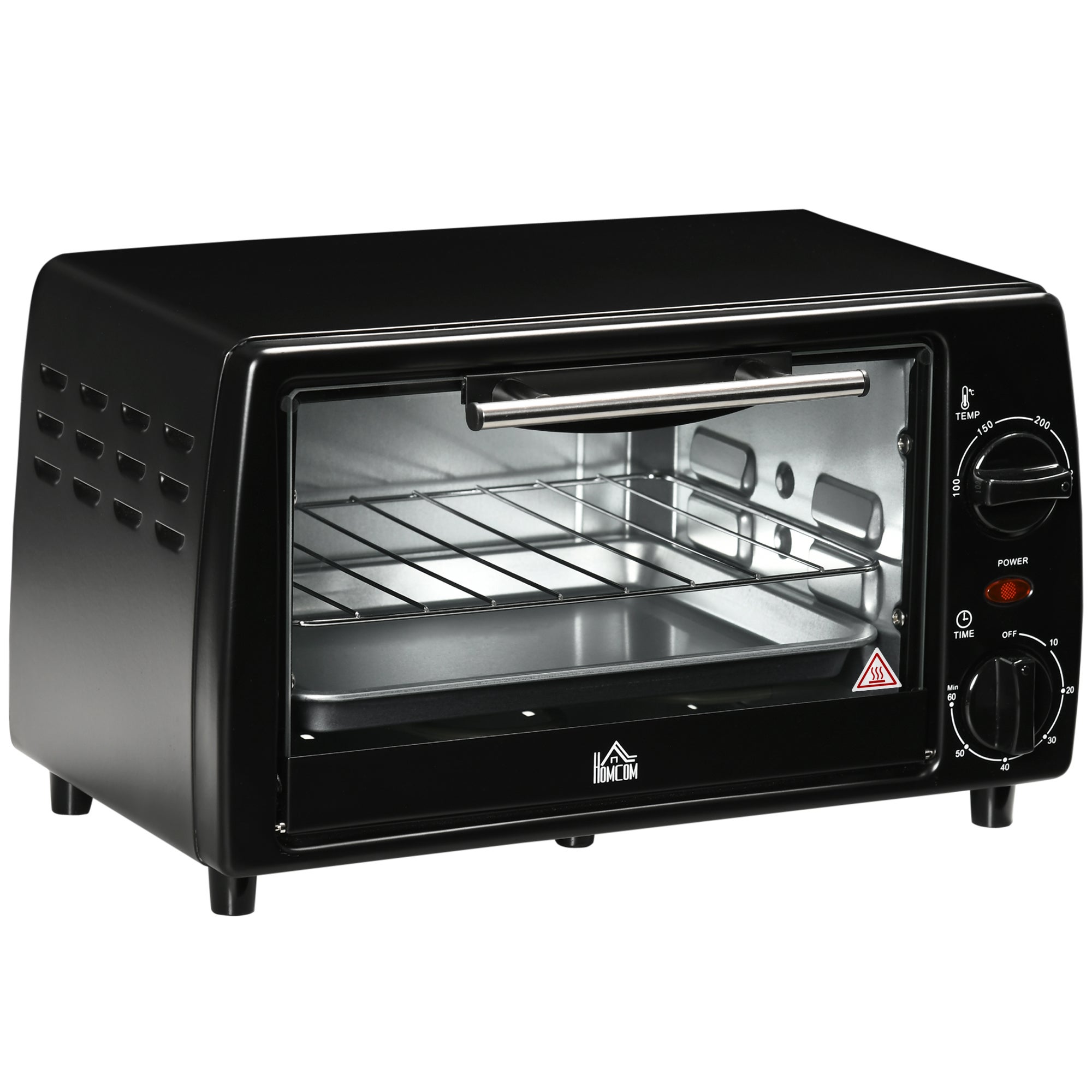 Mini Horno Eléctrico 10L 750W Negro - Temporizador 60 min, 230°C Max ...