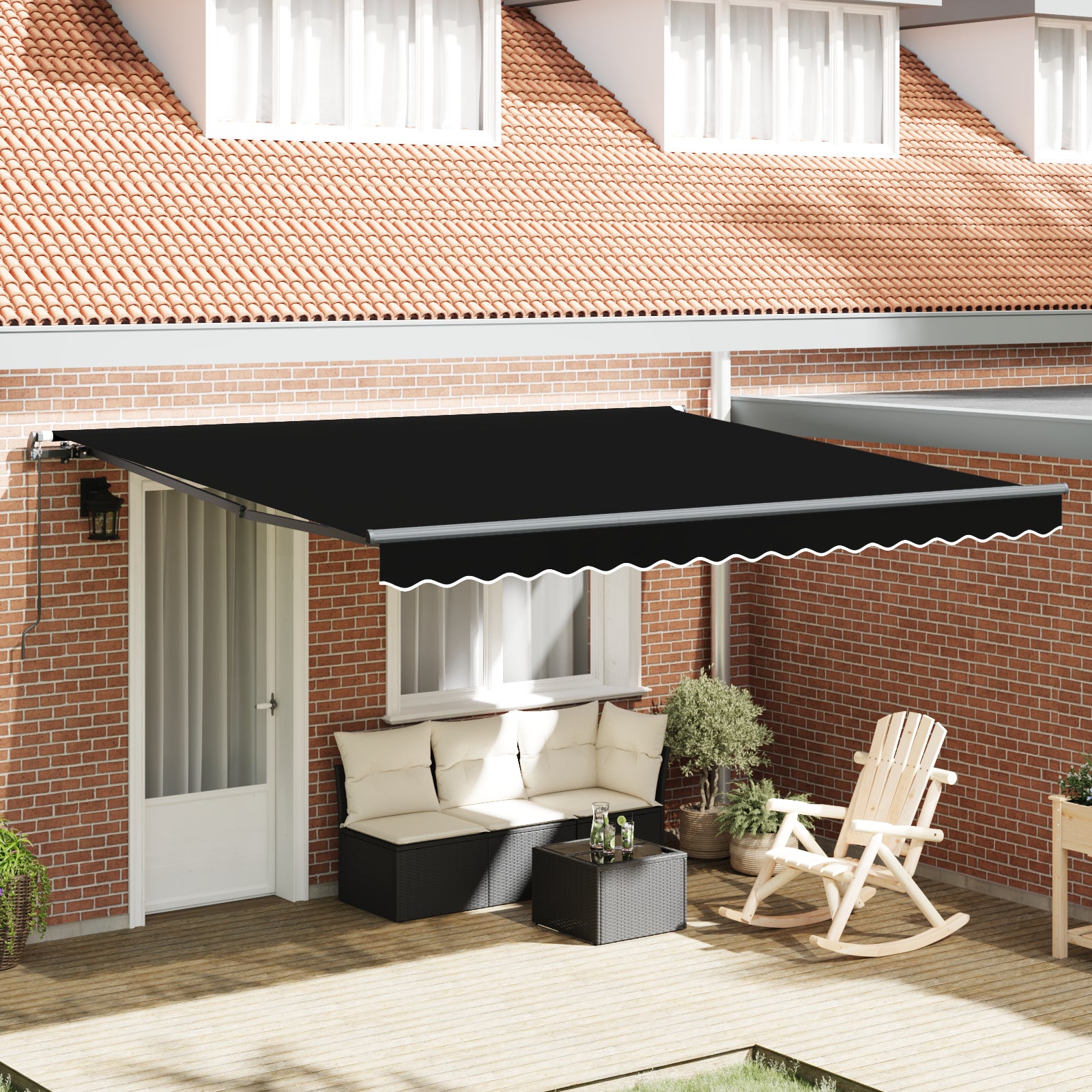 Toldo Manual Retráctil vidaXL Negro 400x300 cm, Tela de Reemplazo para Toldo vidaXL para ...