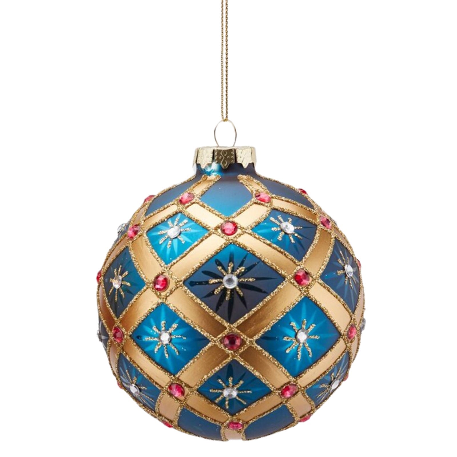 Boule de Noël à décor de diamants, verre Ø 10 cm | Leroy Merlin