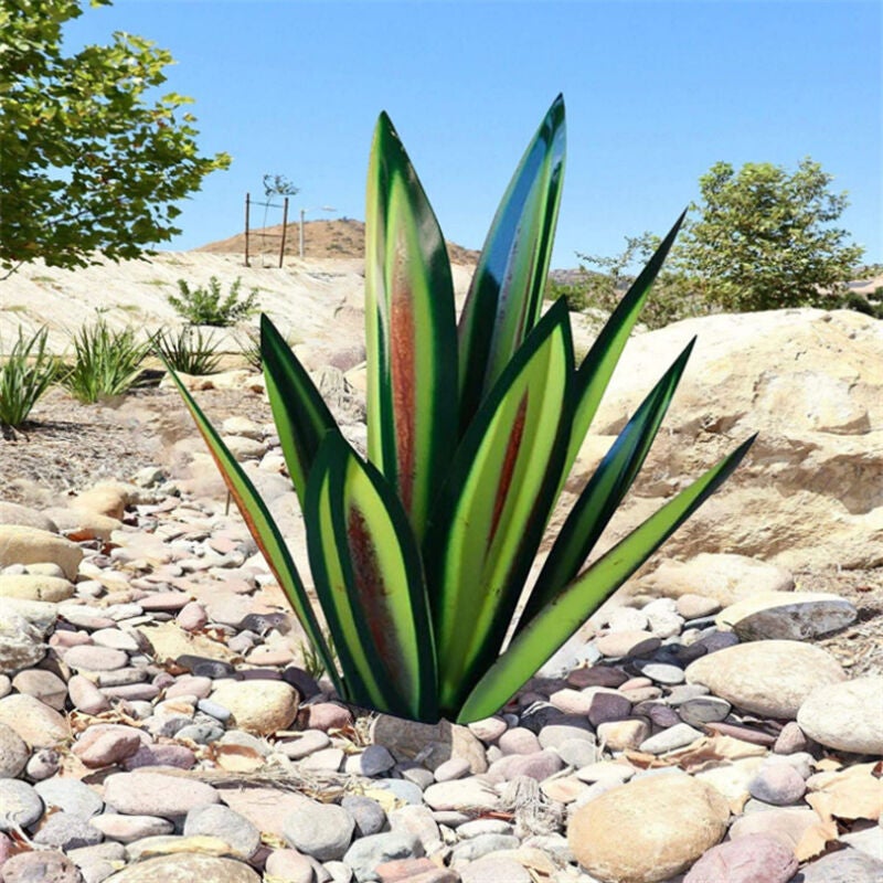 Sculpture en métal agave 55 cm – 9 feuilles décoratives intérieur ...