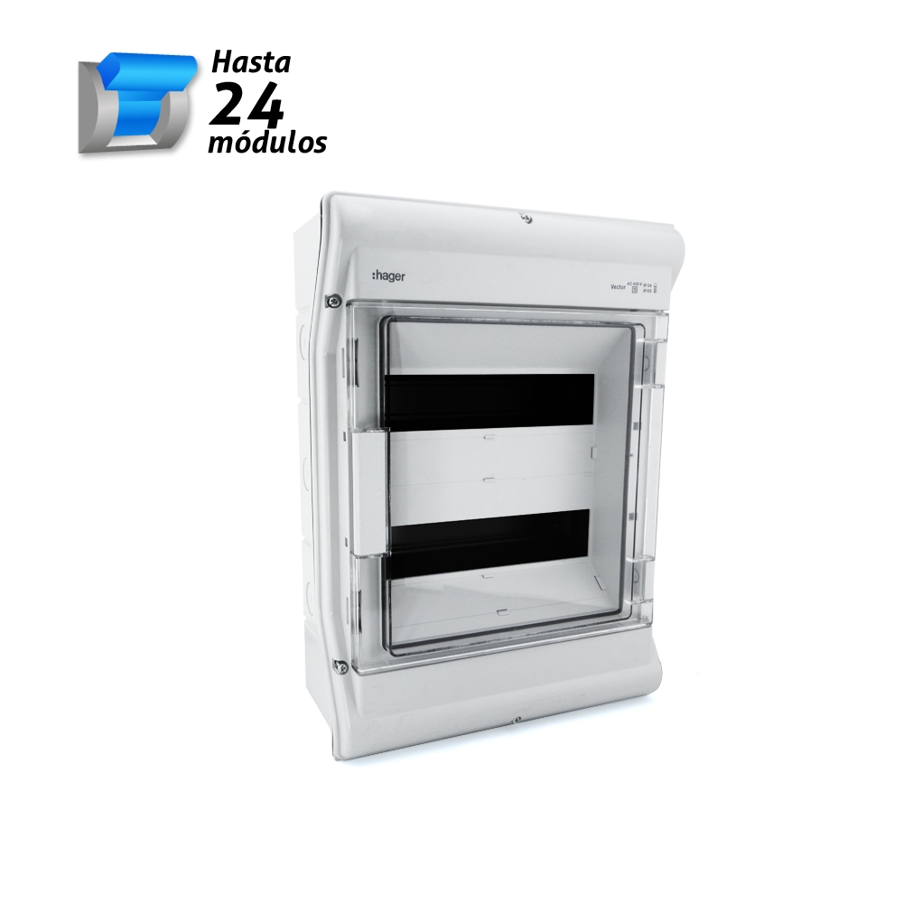 HAGER VE212E | Caja distribución vector VE superficie con 2 filas 24 ...