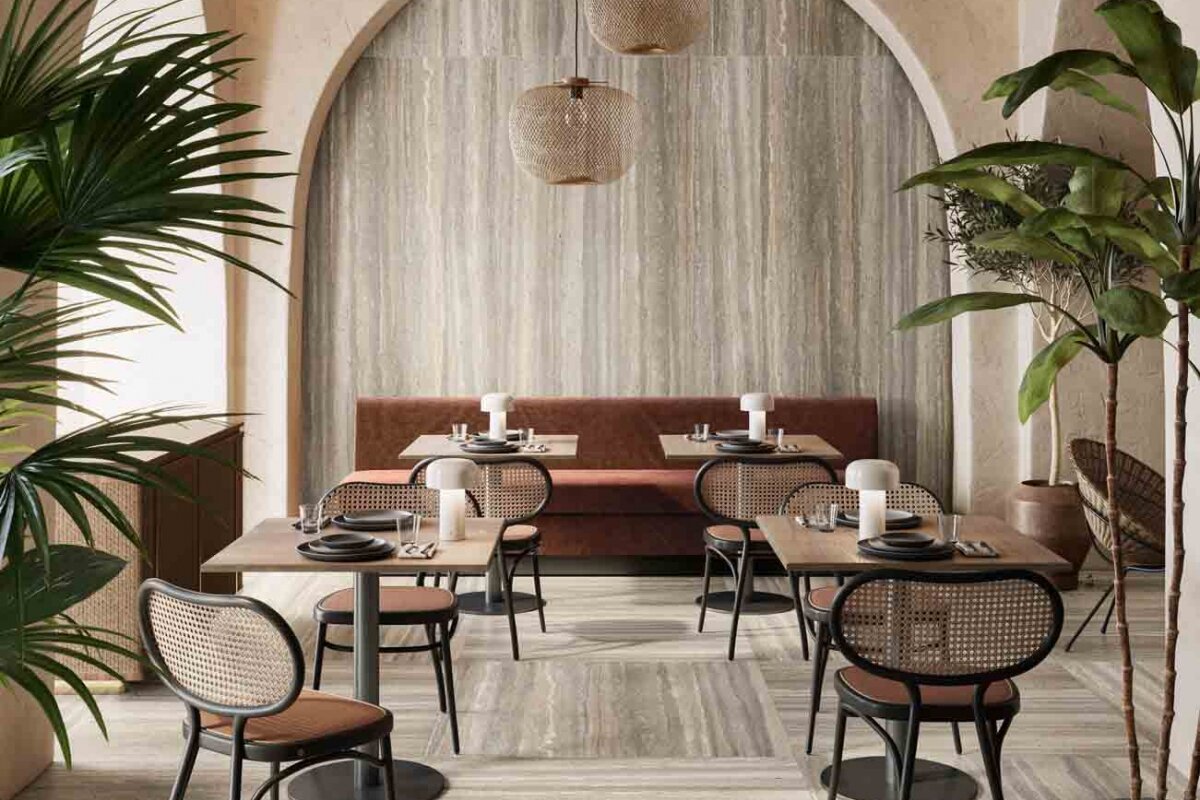 Grès cérame - LA GEOTECA - TRAVERTINO GREIGE - Plinthe 5,5x120 ...