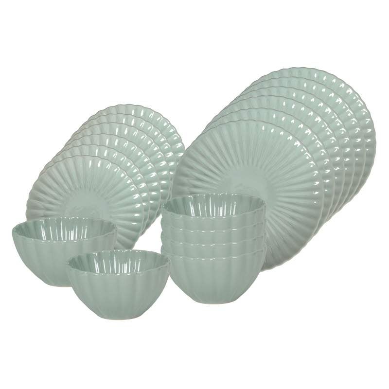 Set d'assiettes à manger en porcelaine PEARL 18 pcs vert | Leroy Merlin