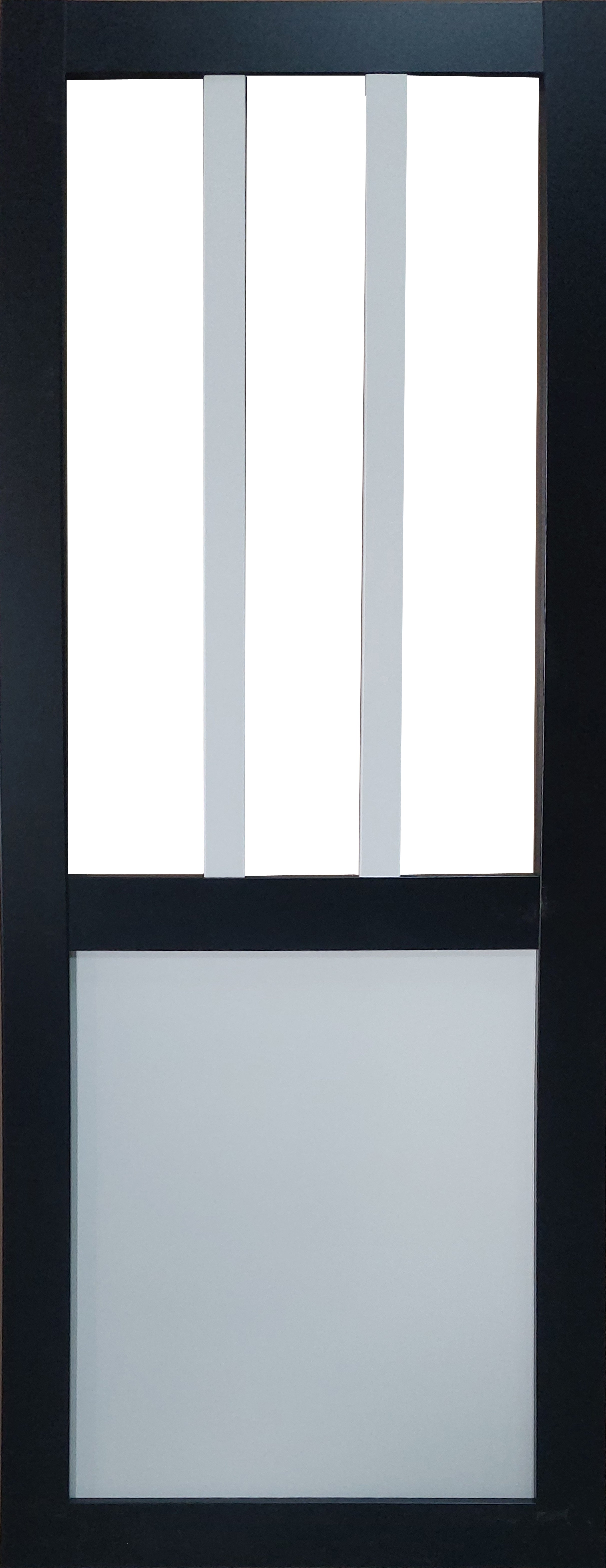 Porte Coulissante Atelier Noir Et Panneaux Blanc Vitree H204 X L73 ...