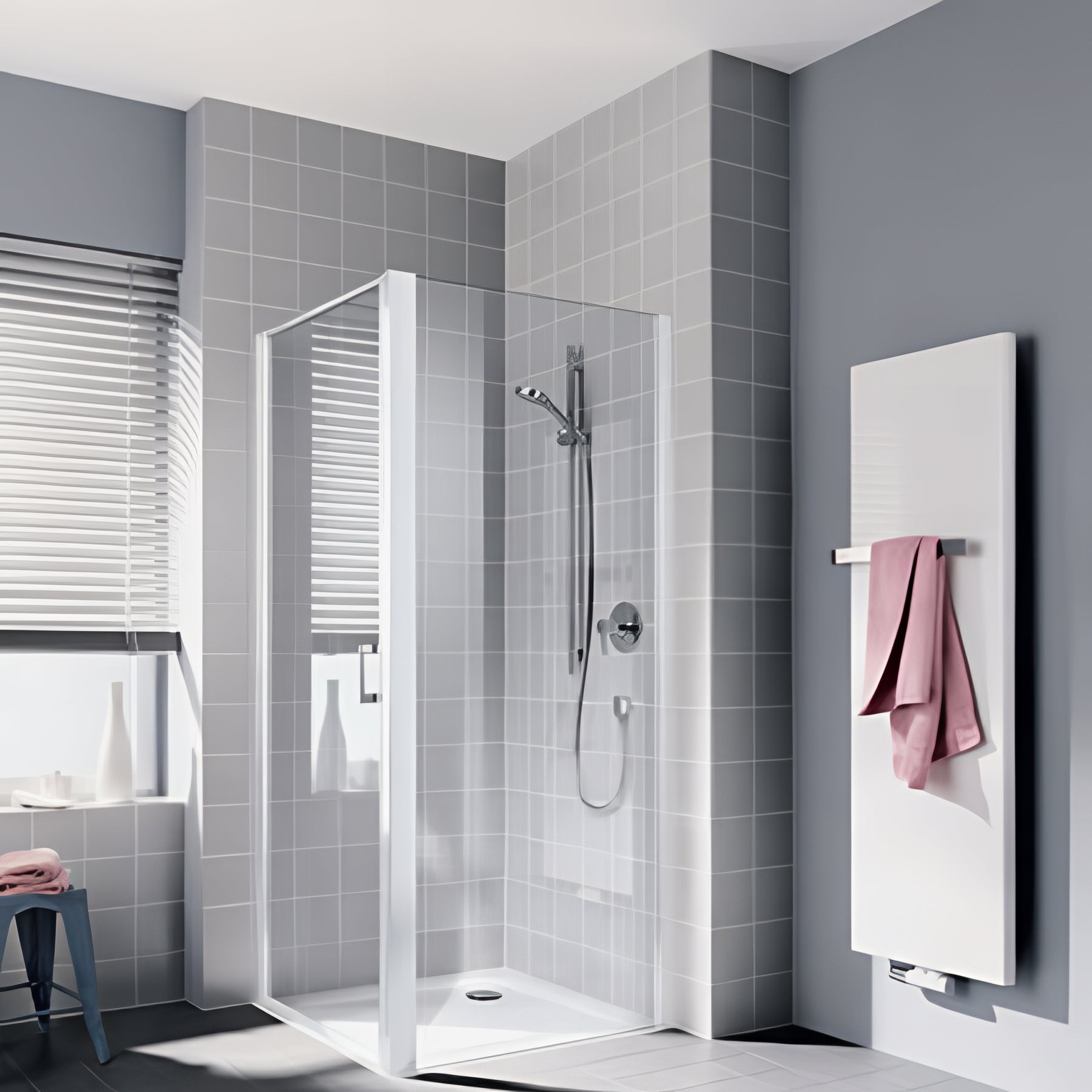 Paroi de douche fixe largeur 80cm hauteur 2,00m blanc verre clair ...