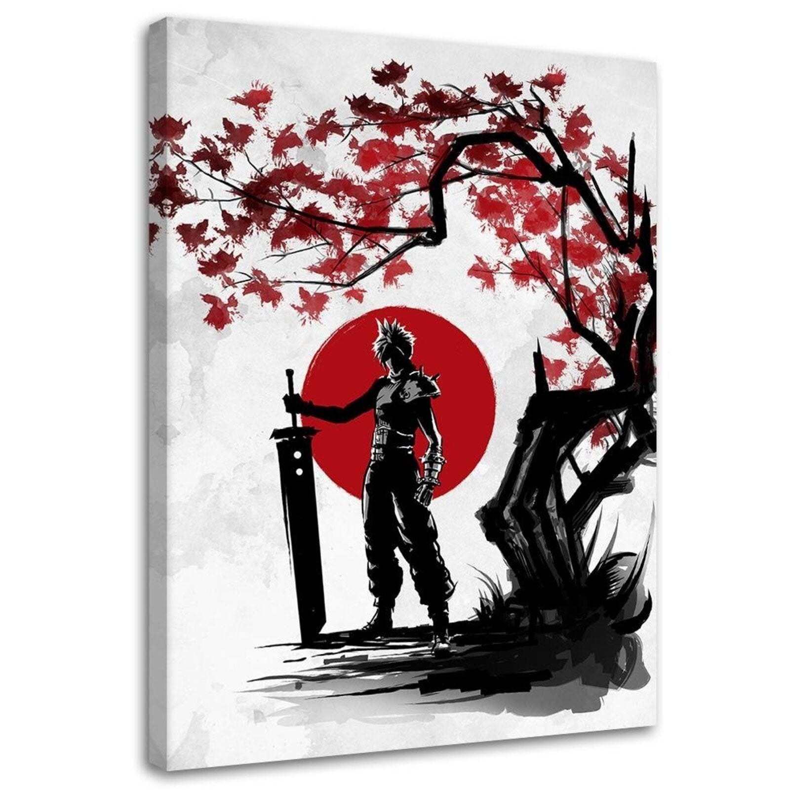 Tableau Final Fantasy 7 Cloud Strife sous un cerisier - 70 x 100 cm ...