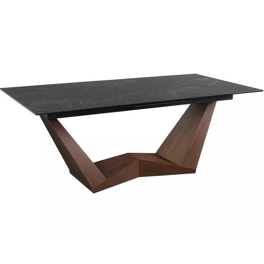Table à manger extensible avec plateau en céramique aspect marbre noir ...